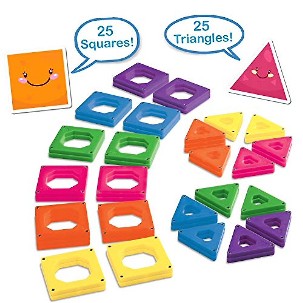 Discovery Kids 50-Piece Magnetic Building Tiles Construction Set in 6 Colors with Storage Bag, Educational Learning Toy Safe For kids 4 5 6 7 8 9 10