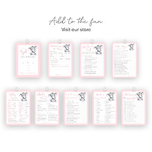PINK ELEPHANT Baby Shower Game — BABY TRIVIA Baby Shower Games — Pack of 25 — Fun Baby Facts Games, GIRL Baby Shower Games, Pink Cute Polka Dot Baby Elephant Baby Shower Games Activity, SKU G500-TRV