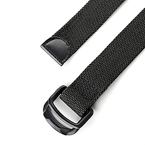 Bluecton Mens Belts Plus Size Canvas Belt Double D Ring Black Fabric Cloth Plus Size 55inch for Waist 43-46