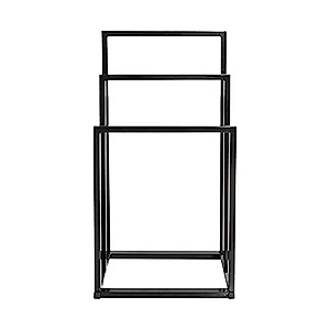 3 Tiers Black Metal Towel Rack Chrome Tall Industrial Modern Freestanding Towel Holder for Bathroom Accessories Organizer for Bathroom Storage & Hand Towels,Washcloths,Next to Tub or Shower