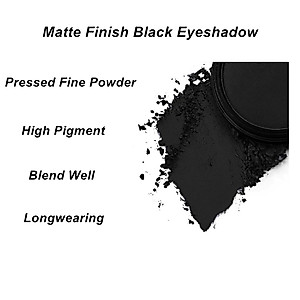 Mysense Matte Black Single Eyeshadow Palette, Pressed Powder Eye Shadow, Smooth Eye Black Powder Makeup, High Pigment Long Lasting Vegan & Cruelty Free, 202# Black