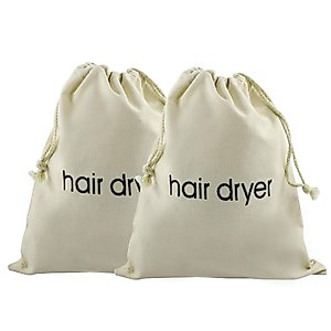 Trounistro 2 Pack Hair Dryer Bags Drawstring Bag Big Cotton Hairdryer Bag (Color 1)