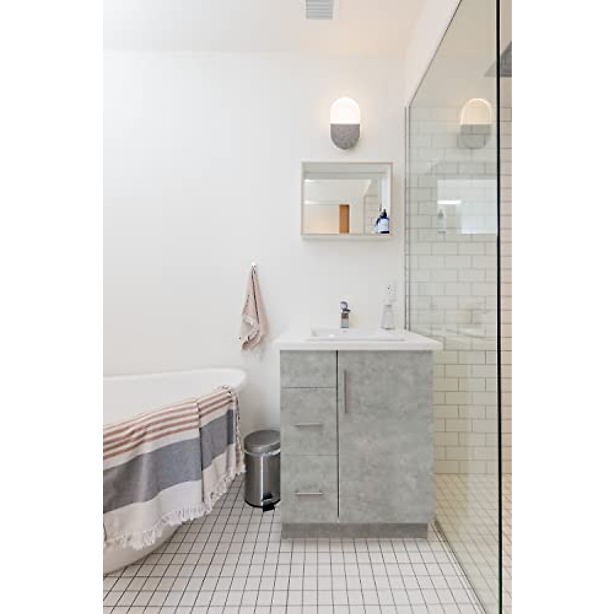 Stone Marble Peel and Stick Wallpaper (24" x 78.7", 2 Pack, Concrete Texture, Gray) Renter Friendly Removable Waterproof Vinyl Home Décor for Cabinets Bookshelf Drawer Table Furniture