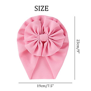 Cinaci 8 Pack Solid Knotted Bowknot Big Hair Bow Beanie Turban Hats Caps Wide Headwraps for Baby Girls Infants Toddlers Little Kids