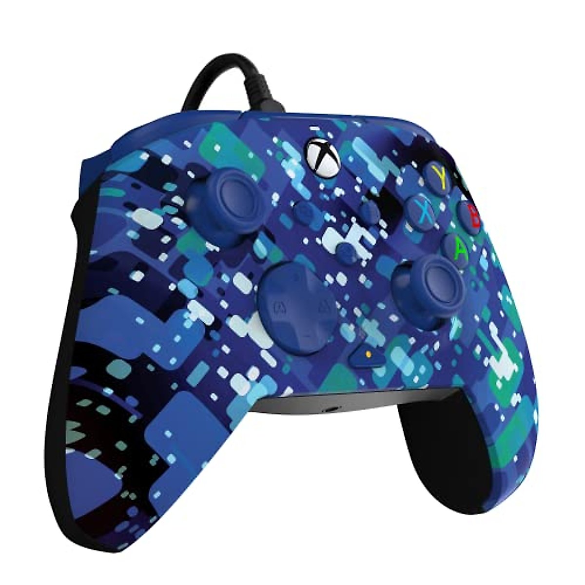 PDP Gaming REMATCH Enhanced Wired Controller Licensed for Xbox Series X|S/Xbox One/PC/Windows, Mappable Back Buttons, Advanced Customizable App - Digital Glitch Blue