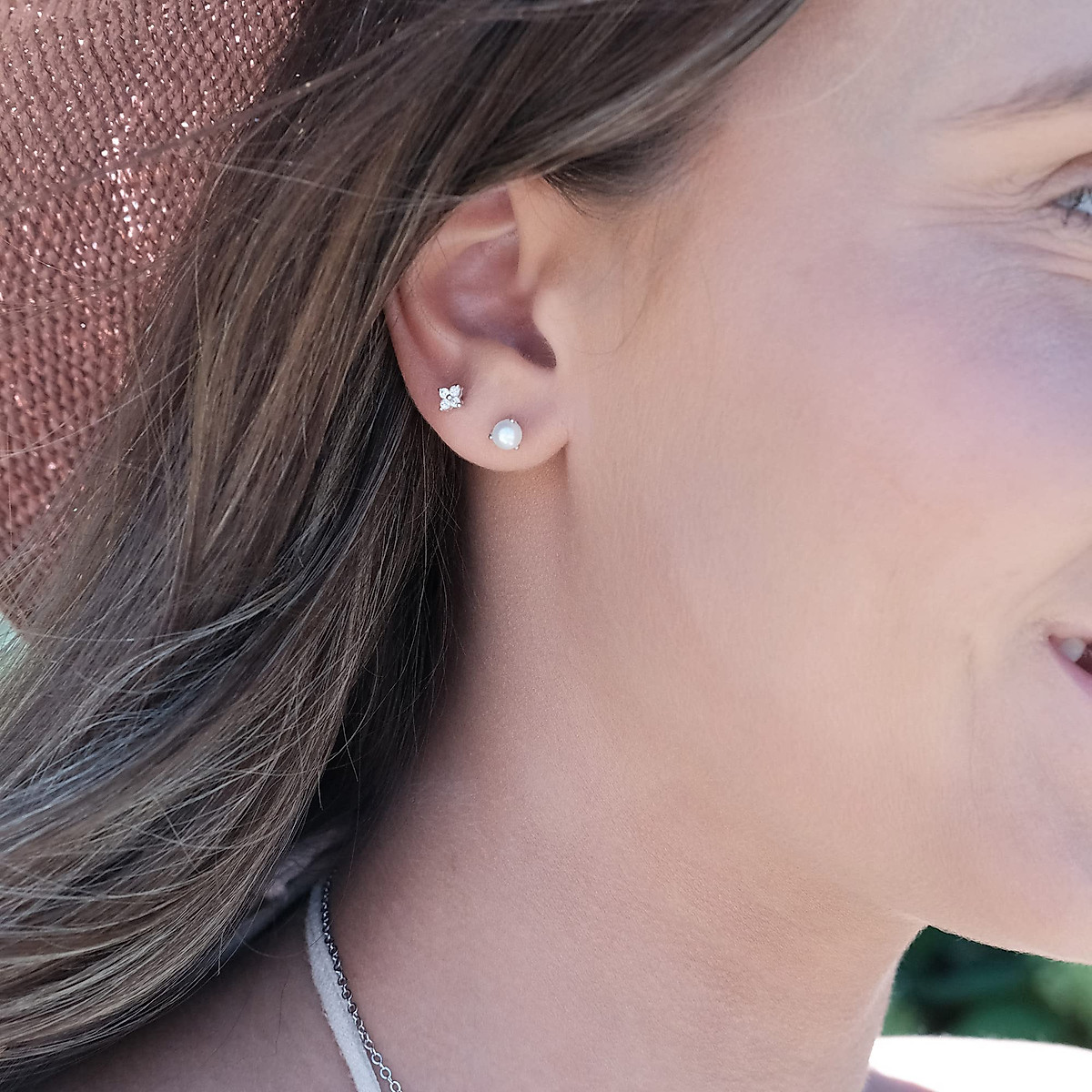 Pearl Studs - 3mm White Fresh Water Mini Pearl Earrings in 18K Gold Vermeil