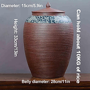 Home Rice Storage Box - Classic Food Storage Porcelain Bottle, Kitchen Sealed Jar With Lid Grain Dispenser(10/25 / 50KG), Ceramic Food Storage Jar Beans Corns Wheat Oatmeal Grain Storage Bin(A,Capac