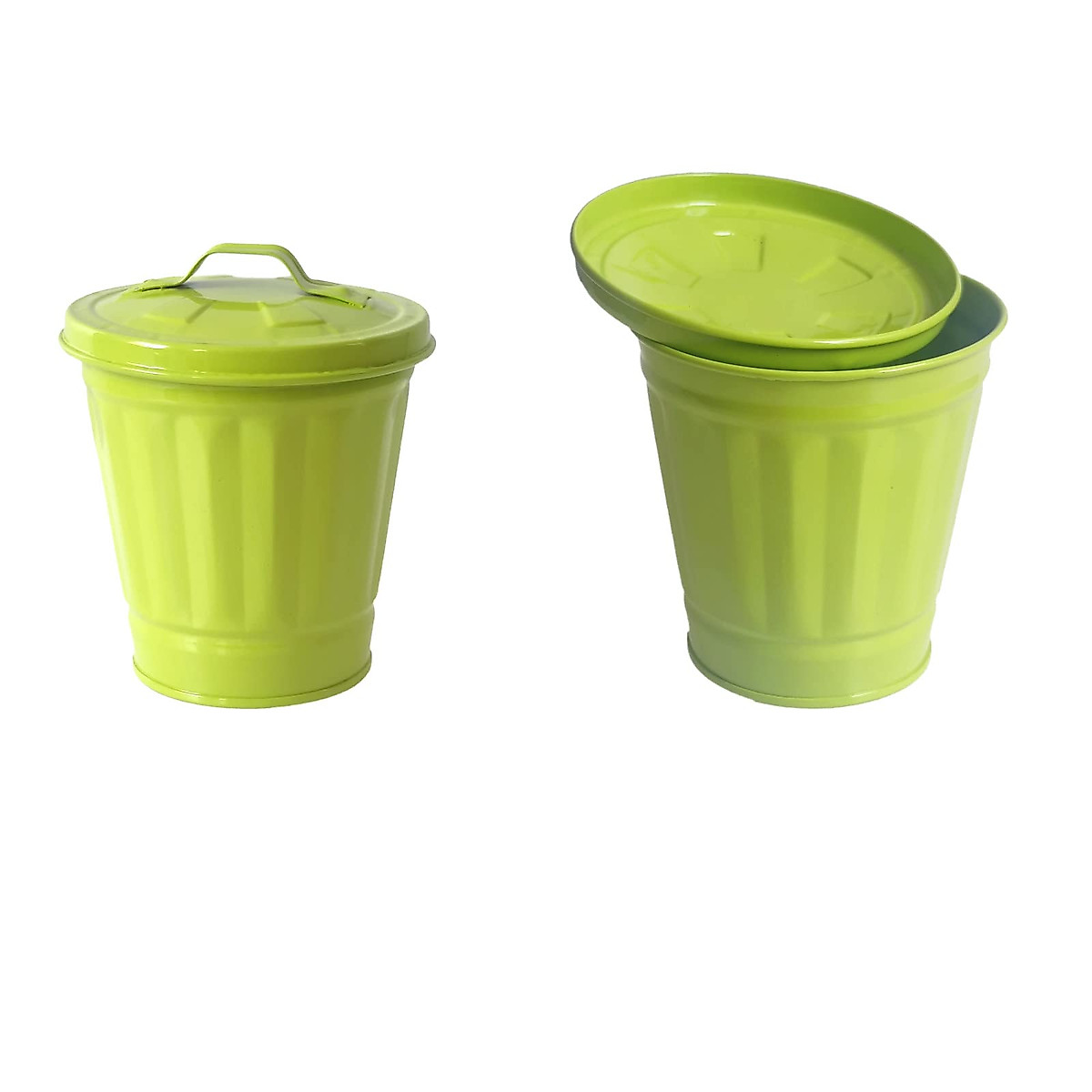 AITING Mini Trash can & Iron Garbage can Pencil Cup Holder 2pcs (Green)