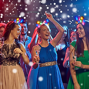 Juexica 12 Pieces Light up Furry Kitty Headband LED Cat Ears Cute Halloween Glow Party Hair Accessories for Women Girls (Multicolor)