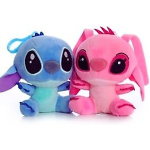 EIDANZ 2Pcs Lilo Stitch Plush Toys, 12cm Stuffed Keychain and Bag Clip Toy, Lilo Stitch Plush Toys, Lilo Plush Set, Cute Soft Gifts for Kids;