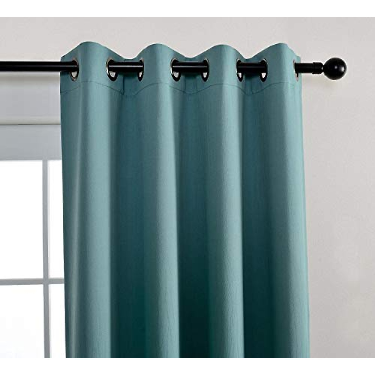 MIUCO Blackout Curtains Room Darkening Curtains Textured Grommet Curtains for Window Treatment 2 Panels 52x63 Inch Long Teal