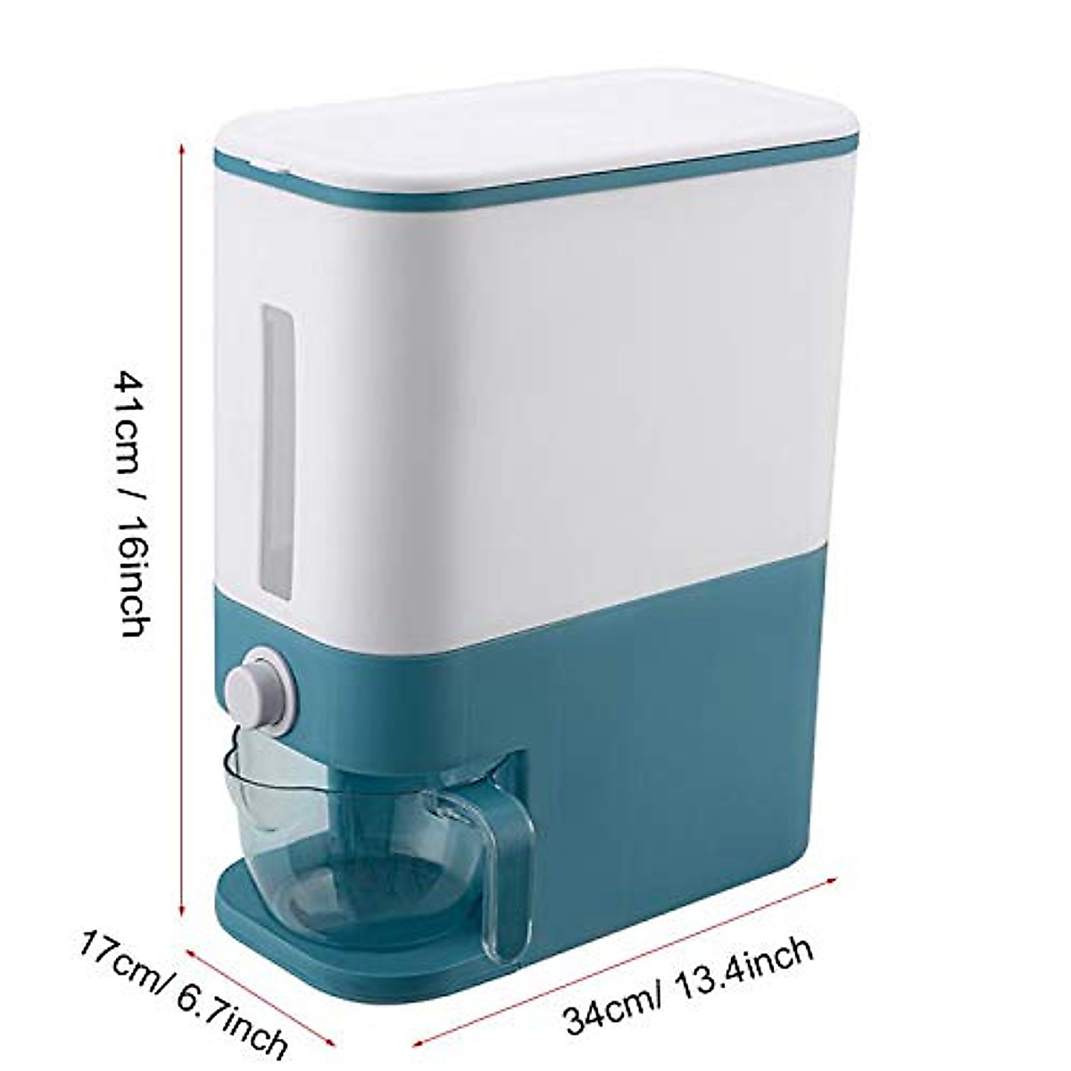 Kitchen Rice Storage Containers - 26Lbs Large Airtight Rice Bucket Grain Storage Bin Cereal Dispenser Container with Measuring Cup -Keep Dry Fresh and Insect Free (Free Silicone Whisk)