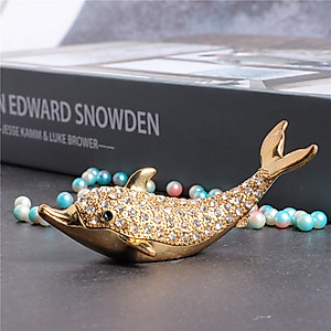 Waltz&F Diamond golden dolphin Hand-Painted Trinket Box Animal Jewelrybox Figurine Collectible Ring Holder