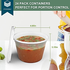 vivigu Deli Containers with Lids 16 oz [24 Set] - Food Storage Containers with Lids Freezer Safe, Soup Containers for Restaurant, BPA Free | Portion Control | Leakproof | Microwave| Washable…