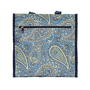 Signare Wildflower Paisley Blue Grocery Shopping Tote Bag for Women Tapestry/SHOP-PAIS