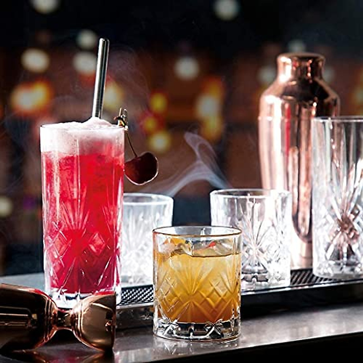 Elegant Crystal Whiskey Glass Set, Double Old Fashioned Scotch Glasses Perfect for Serving Whiskey Bourbon, Mixed Drinks - Set of 6 Cocktail Glasses