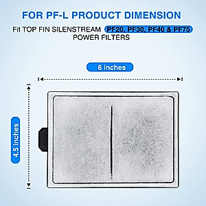 HiTauing 6 Pack PF-L Carbon Cartridge for Top Fin Silenstream PF20, PF30, PF40 and PF75 Power Filters