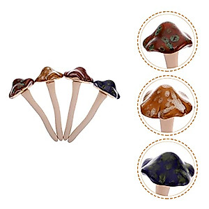 GANAZONO Glass Containers 4pcs Mushroom Ornament Vintage Ceramics Moss Mini Mushrooms