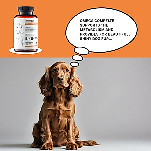 animaux - Omega Complete for Dogs Fish Oil Tablets, Omega 3,6 & 9 Fatty acids to Support Vitality, Bone Structure, Barf Supplement, Salmon Oil for Skin & Coat, 50 chewable Tablets, 100 Days Supply