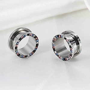 TBOSEN 8 PCS Ear Tunnels Plugs Gauges Stainless Steel Expander Stretcher Piercings