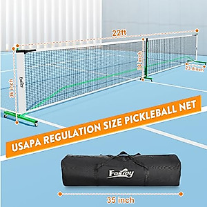Fostoy Pickleball Net Set with Wheels, 22 FT Regulation Size, 4 Paddles & 6 Pickleballs, Carrying Bag, Steady Metal Frame and 18-ply PE Net for All Weather Conditions Outdoor Indoor (Green)