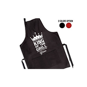 King of The Grill Cutting Board Gift for Father, Birthday Gift for Dad, Personalized Cutting Board Gift for Husband, Dad's Birthday Gifts, Anniversary, With Apron and Display Stand