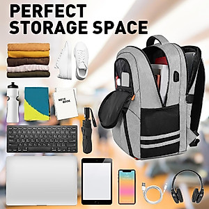 Ytonet Gym Backpack For Men Women, Travel Backpack With Shoe Compartment USB Charging Port, Water Resistant Medical Laptop Backpack Fit 15.6 Inch Notebook, Camping, Hiking, School, Grey