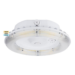 kadision LED Round Canopy Light 100W, Selectable Wattage (100/80/60W) and Color Temperature (5000/4000/3500K), 120-277V IP65 Gas Station Garage Lighting, UL Listed