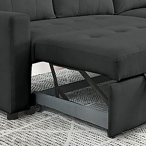 Eafurn L Shaped Sectional Sofa with Chaise Lounge and Pull Out Sofabed, Deep Seat Convertible Corner Couches with Storage Places,Comfy Upholstered Sofa&Couches for Living Room Furniture Sets