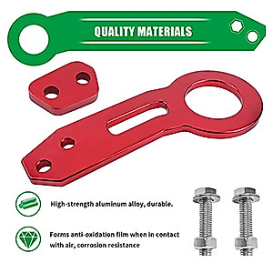 OTUAYAUTO Rear Tow Towing Hook - Universal Aluminum Car Towing Tool, Auto Trailer Ring, Racing Trailer Hook (Red)