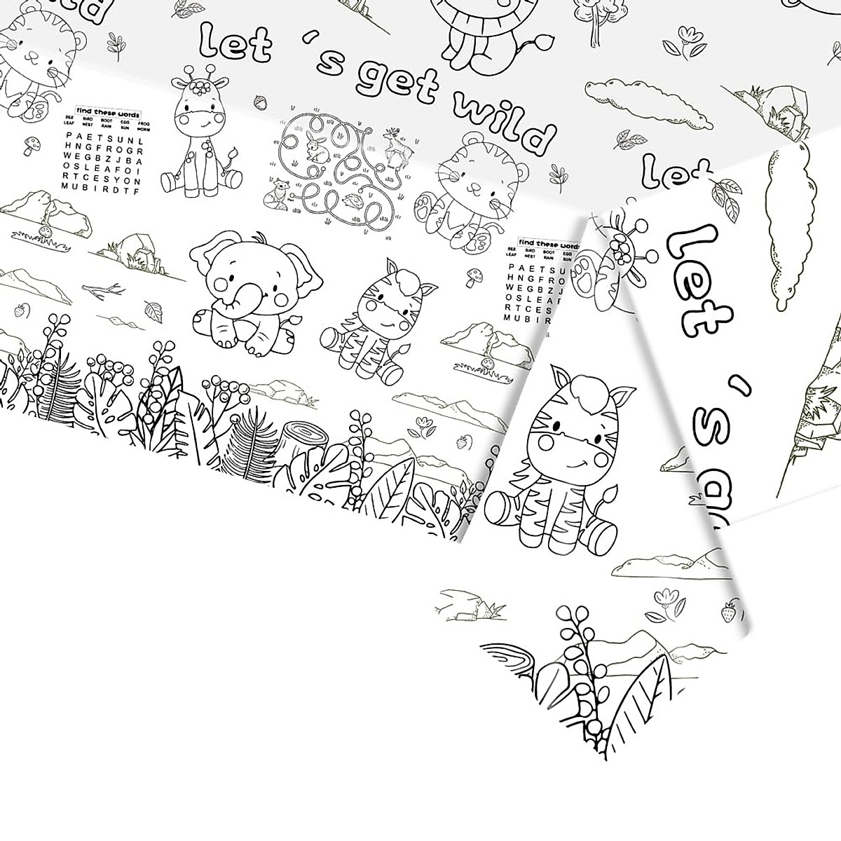 2Pack Coloring Paper Tablecloth for Kids Animal Paper Tablecloths Zoo Paper Table Covers Giant Coloring Poster Table Covers Disposable Table Cloths Birthday Party TableCloth Covers for Kids 47.2X71 In