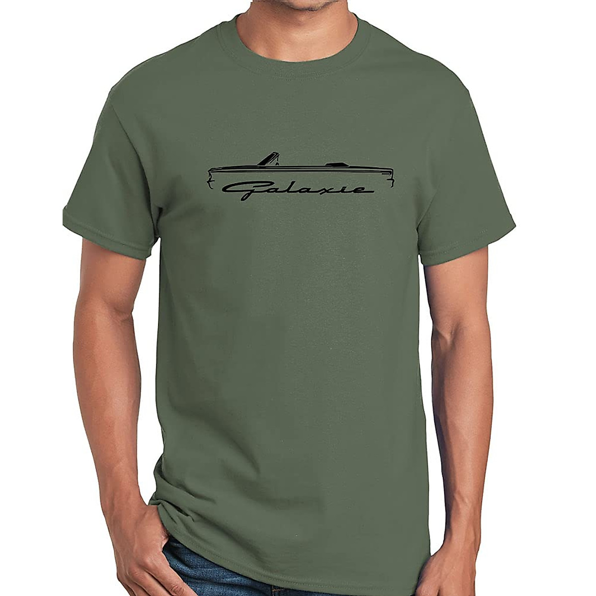 1963 Ford Galaxie Convertible Classic Outline Design Print Tshirt Large Military
