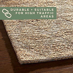 TOWN & COUNTRY TERRA Sol Interwoven Diamond Hand-Knotted Flatwoven 100% Natural Jute Runner Area Rug, Natural, 2'5"x7"