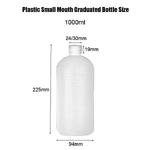 TOPWEL 2PCS 1000ml/34oz Empty Plastic Small Mouth Graduated Lab Chemical Container Reagent Bottle Sample Liquid Sealing Reagent Bottle Boston Rounds Liquid Storage with Inner Plug