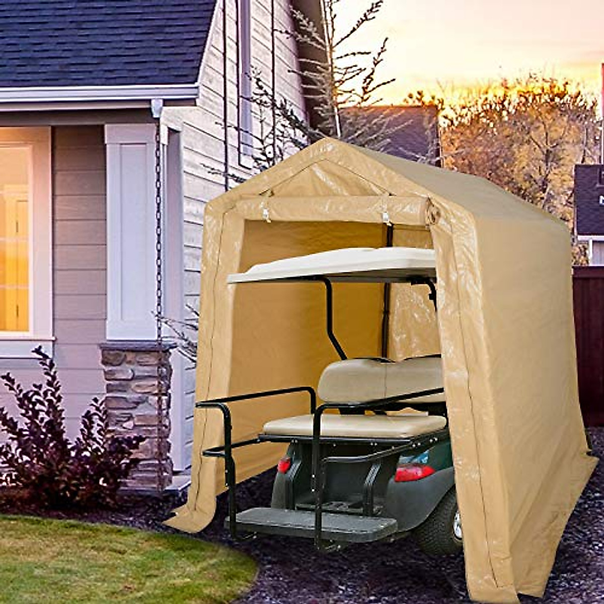 Sunnyglade 6x8 Ft Heavy Duty Storage Shelter with Roll up Door Side Wall Kit Portable Outdoor Storage Shed Car Canopy