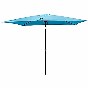C-Hopetree Rectangular Outdoor Patio Market Table Umbrella with Tilt 6.5 x 10 ft, Aqua Blue