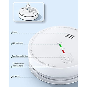 SITERWELL Smoke Detector, Hardwired Photoelectric Smoke Alarm with DC 9V Backup Battery & Interconnected, Fire Alarm with Silence Button, GS517, 6 Packs