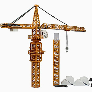 KAIKEA 1/50 Scale Metal Diecast Tower Crane Metal Construction Vehicles Model Toy, Cab 360 ° Rotated, for Kids and Adults