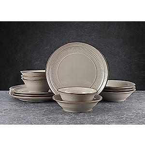Pfaltzgraff Easton 12 Piece Dinnerware Set, Service For 4, Taupe