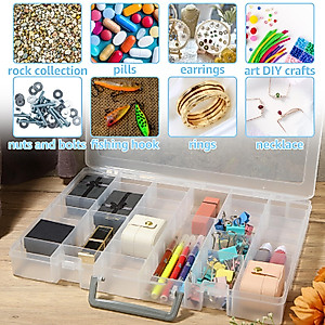 FWEEK 2 Pack Large 48 Girds Plastic Organizer Box with Adjustable Dividers, Clear Storage Organizer Case Jewelry Storage Bead Container Rock Collection Boxes for Screw, Craft, Arts,Tackle