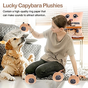 Frankiezhou Home Capybara Snack Bag Plush Pillow, Removable Stuffed Animals with 6 Mini Capybara Stuffed Animals Kawaii Pudding Pillow Plush Decor for Kids