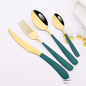 16 Pieces Rose Gold Dinnerware Set Fork Spoon Knife Cutlery Set Stainless Steel Cutlery Complete Gold Tableware Sets