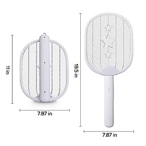Electric Fly Swatter Rechargeable - Foldable Hand Held Bug Zapper Racket - Fly Swatter Electric - Powerful Instant Insect Killer - USB Rechargeable Portable Fly Zapper - Indoor Outdoor Pest Control