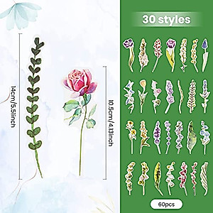 NEWEST 60 Pieces Colorful Flower Bookmarks, Paper Bookmark Card Sets Page Markers for Students Reading, 30 Designs