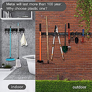 YueTong All Metal Garden Tool Organizer,Adjustable Garage Wall Organizers and Storage,Heavy Duty Wall Mount Holder with Hooks for Broom,Rake,Mop,Shovel.（1 Pack）