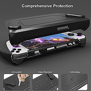 Protective Case for ROG Ally, Back & Screen Full Wrapped Cover with Stand for ROG Ally Gaming Consoles, Premium TPU Protective Sleeve Sweat-Proof Anti-Slip Case Full Protection (Black)