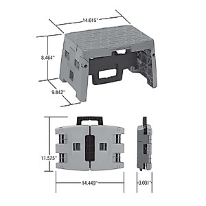 One-Step Folding Step Stool, 300 lb, 8 1/2" Working Height, Orange/Gray