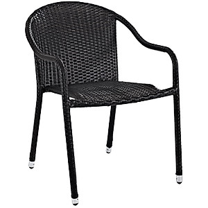 Crosley Furniture Palm Harbor 4-Piece Stackable Outdoor Chair Set, Wicker Patio Chairs for Dining, Porch, Brown