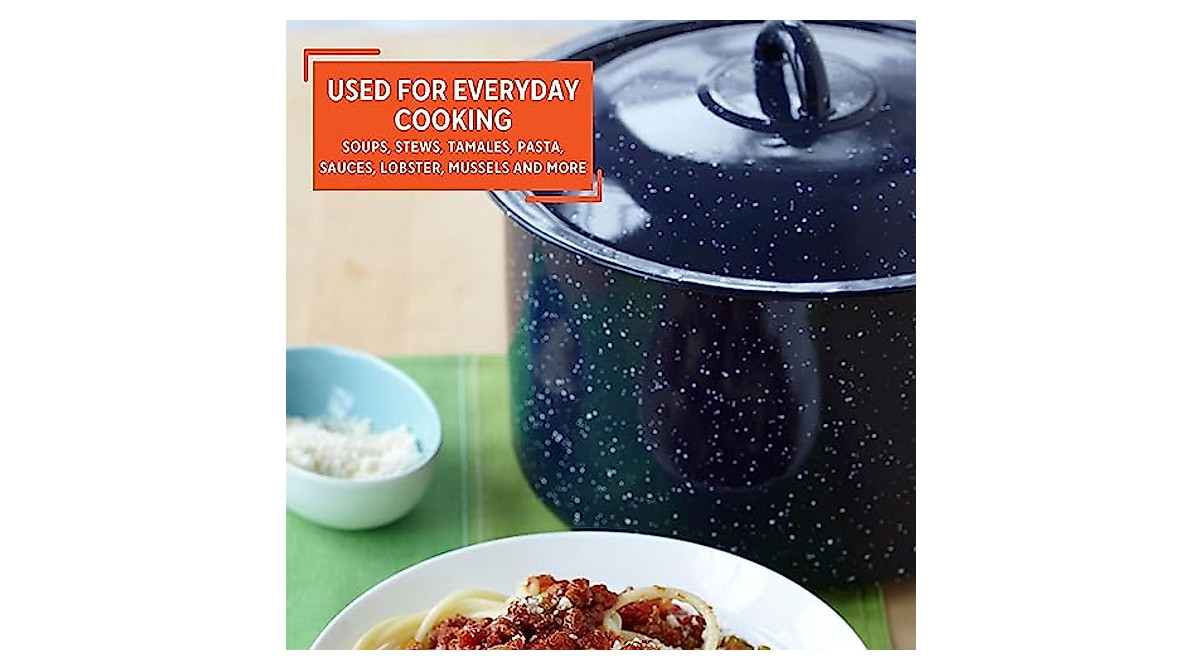 IMUSA USA Blue 6-Quart Enamel Stock Pot for Large-Batch Cooking