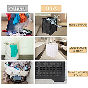 Laundry Basket, Hampers for Laundry, Folding Laundry Baskets Organizer Dirty Clothes Hamper Plastic Foldable Laundry Bin Corner Clothing Hamper, Towel Hamper for Wet Towels 48L (White, 1pc)